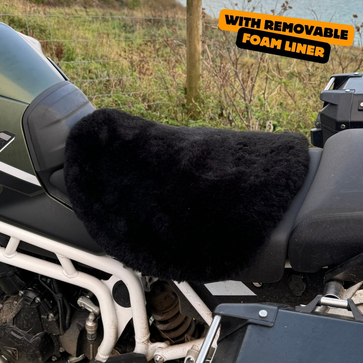Oblique Motorcycle Sheepskin Seat Pad for Adventure Bikes with ...